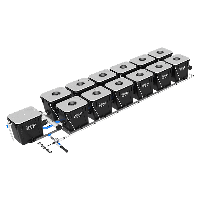 Under Current 12– RDWC Hydroponics System – 8 Gallon, 18″ Spacing | 12